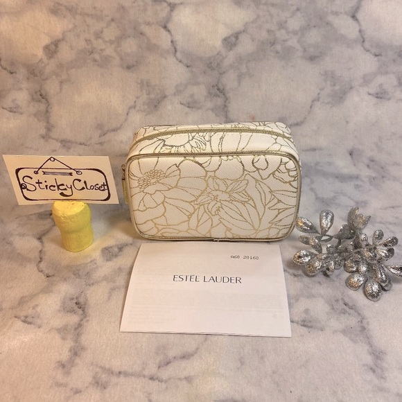 Estee Lauder | Bags | Estee Lauder Gold Floral Pouch | Poshmark